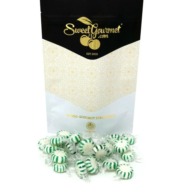 Sweetgourmet Spearmint Green Starlight Arcor Wrapped Hard Mint Candy Bulk 1 Pound