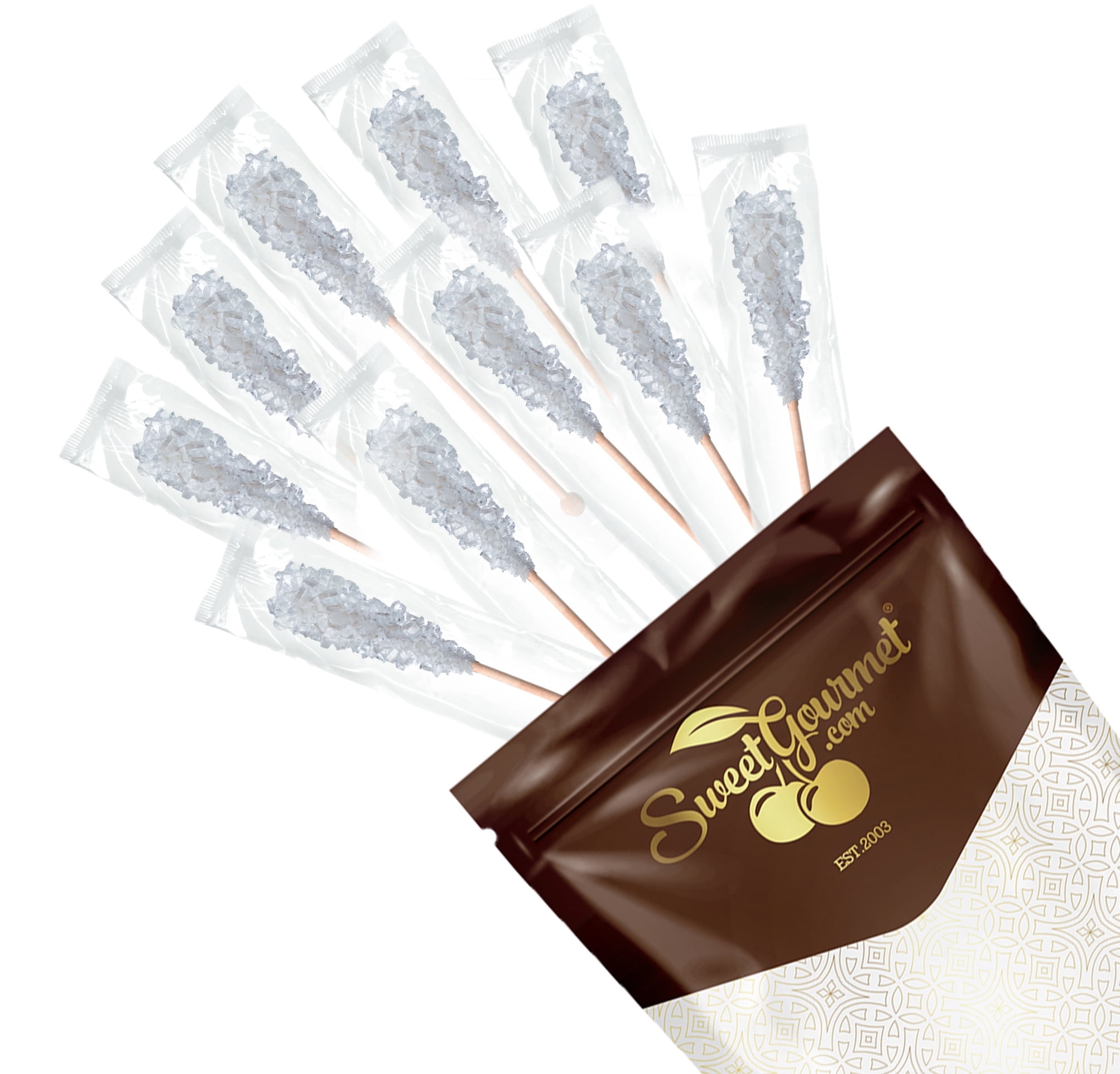 SweetGourmet White Pure Cane Sugar Swizzle Sticks 10g| Rock Candy ...