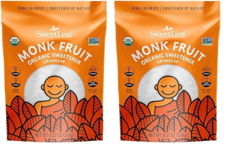 SweetLeaf Organic Monk Fruit Granular Sweeteners, 240 Grams, 1:1 Sugar ...