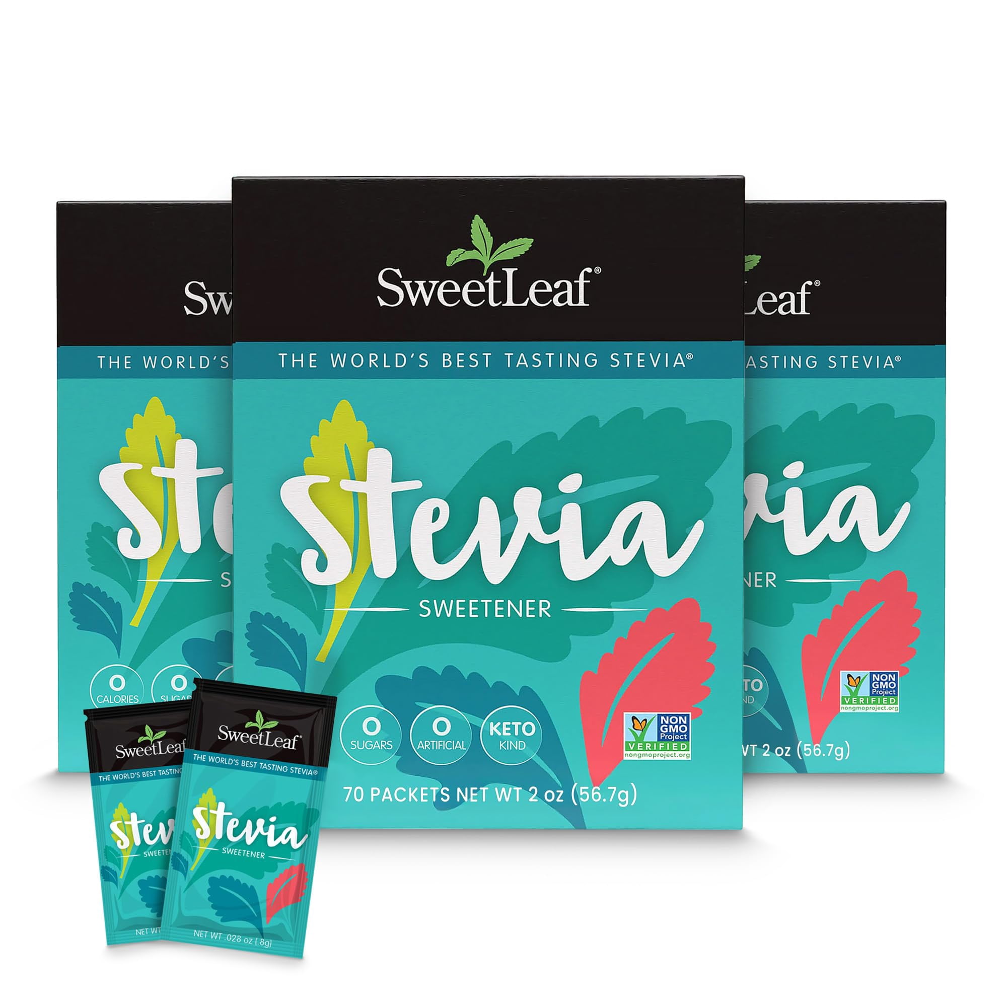 SweetLeaf Stevia Powder Packets GGA1 - Zero Calorie Sweetener with ...
