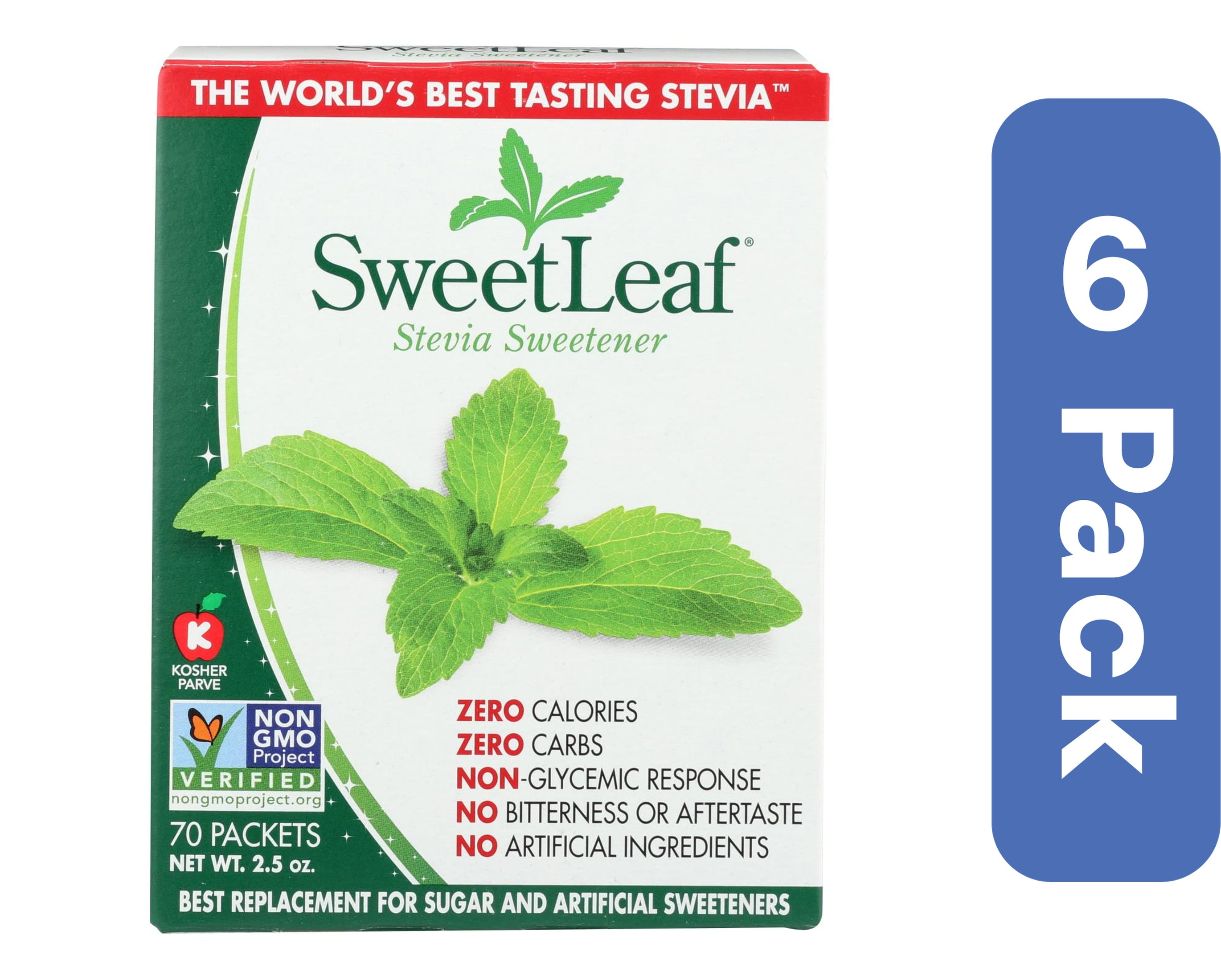 SweetLeaf Stevia Sweetener Packets 1 gram 70 Count (Pack Of 6 ...