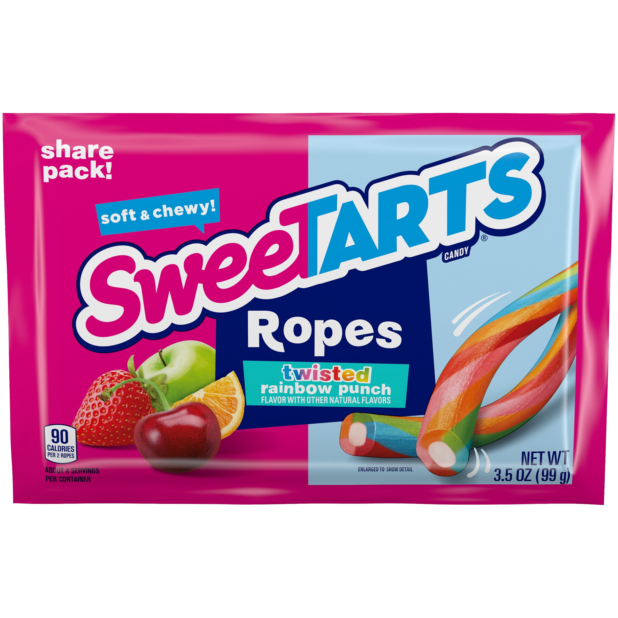 Sweetarts Twisted Rainbow Punch Ropes 3.5 Ounce Package - Walmart.com