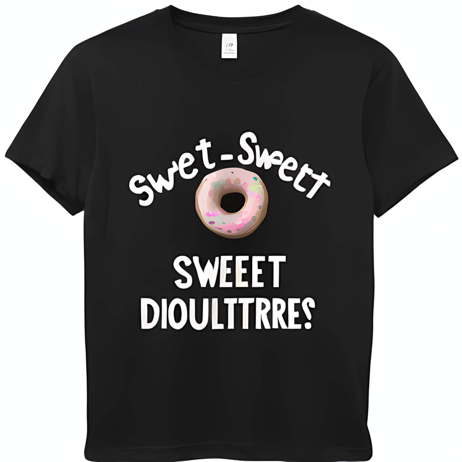 Sweetbase Black T-Shirt with Playful Donut Graphic & Dexterous ...