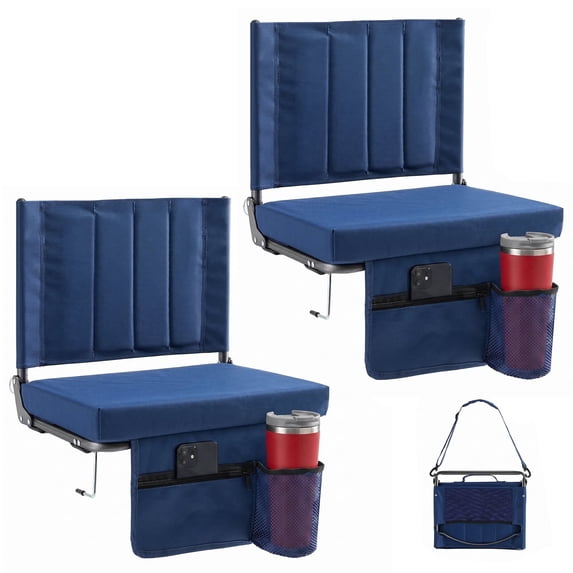 Sweetcrispy 2 Pack Stadium Seat with Back Support, Foldable Cushioned ...