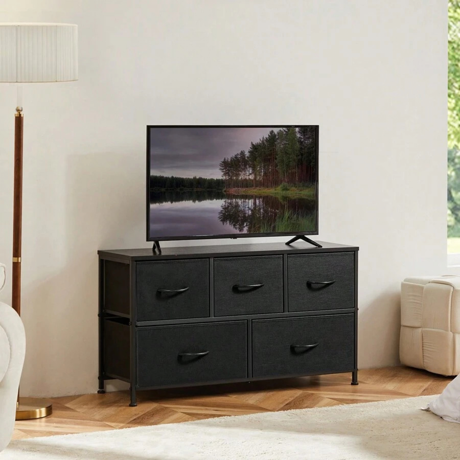 Sweetcrispy 5 Wide Chest Of Drawers, Long Fabric Dresser, Storage ...
