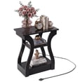 Sweetcrispy End Table with Charging Station, 3-Tier Side Table with ...