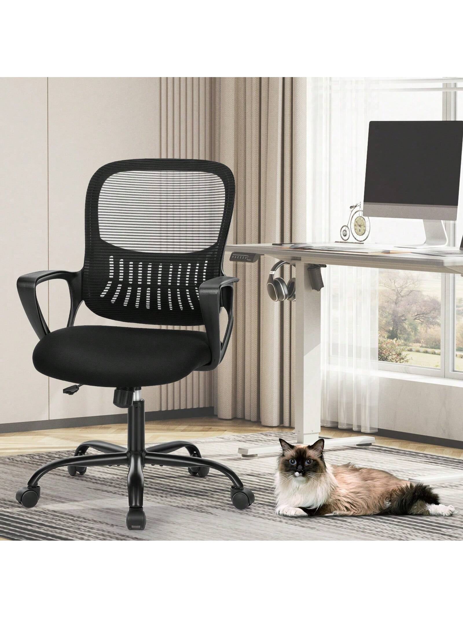 Sweetcrispy Ergonomic Office Chair Home Desk Mesh Chair With Fixed ...