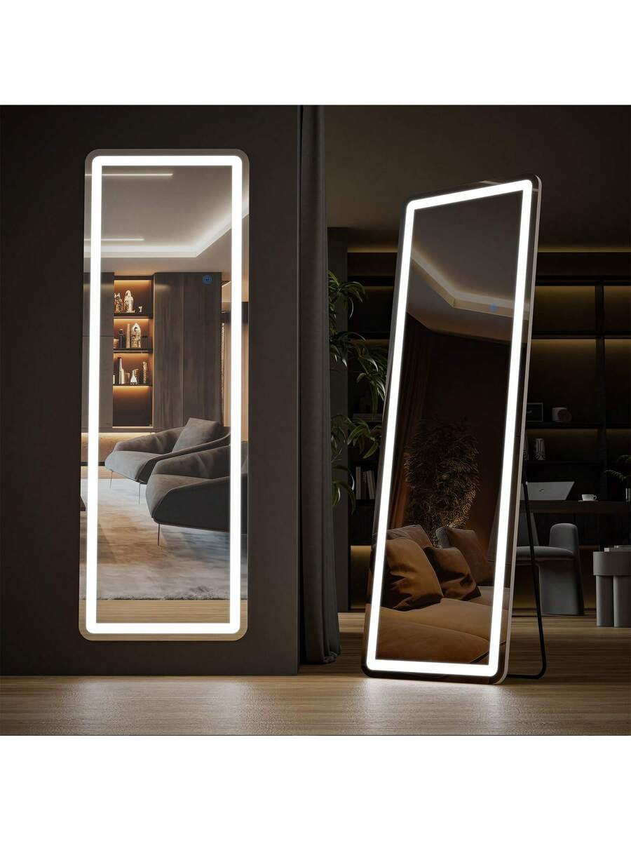 Sweetcrispy Full Length Mirror With LED Lights,64"X21" Lighted Floor ...