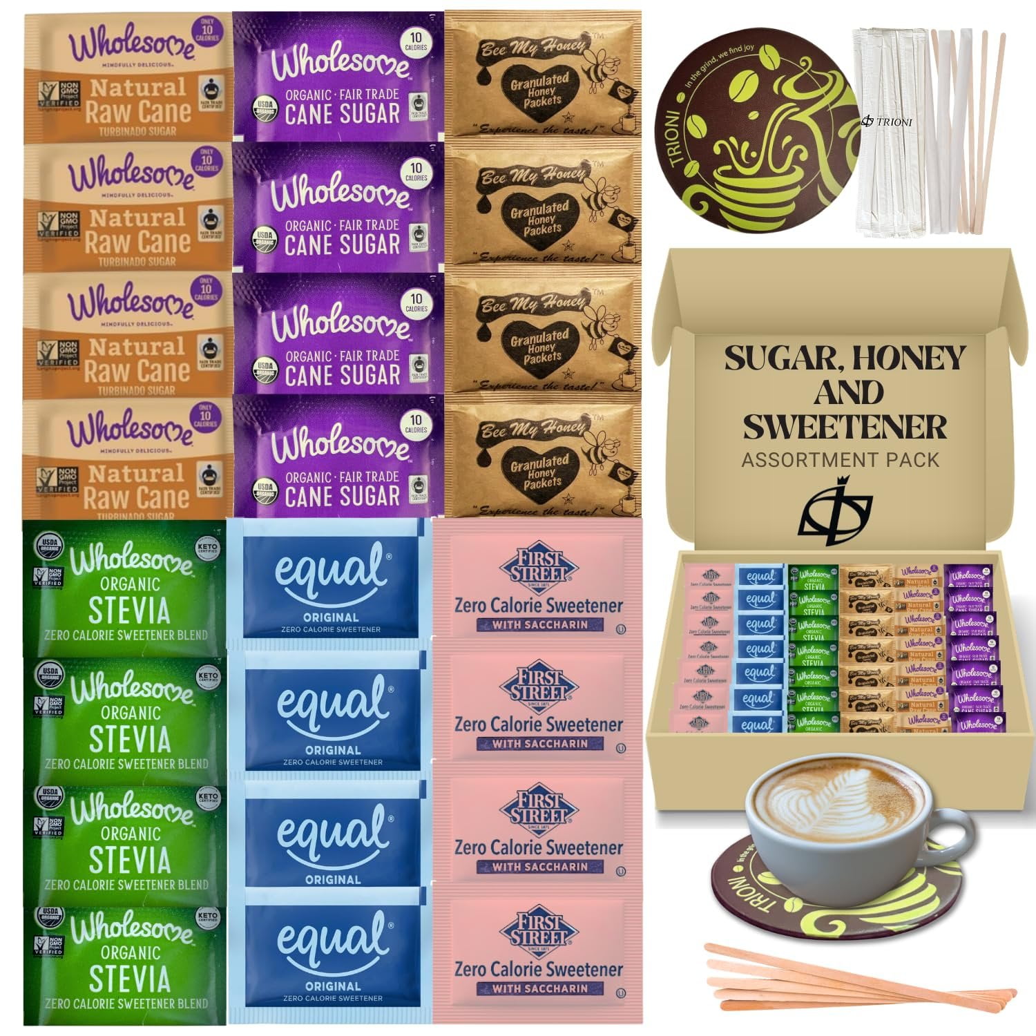 Sweetener Packets, Sugar Packets and Honey Packets - 661ct of Equal ...