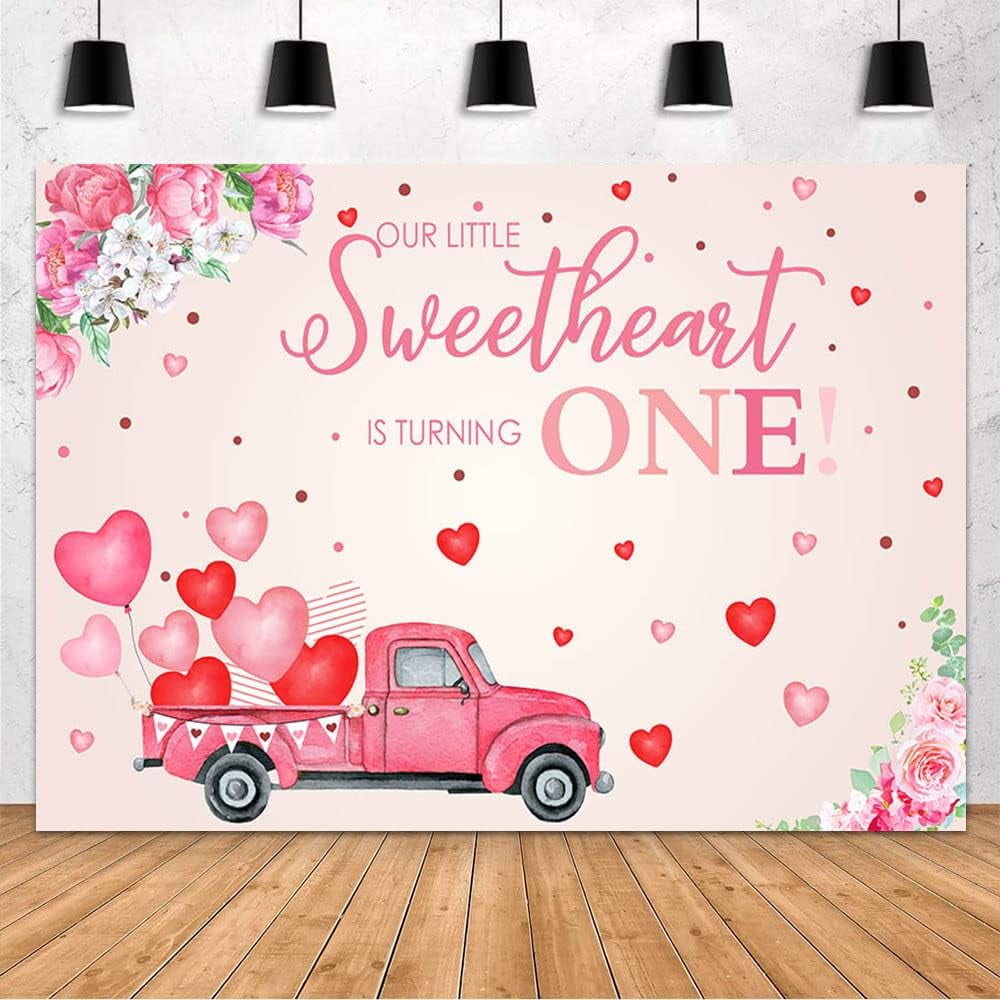 Sweetheart 1st Birthday Backdrop Valentine Birthday Decorations Banner ...
