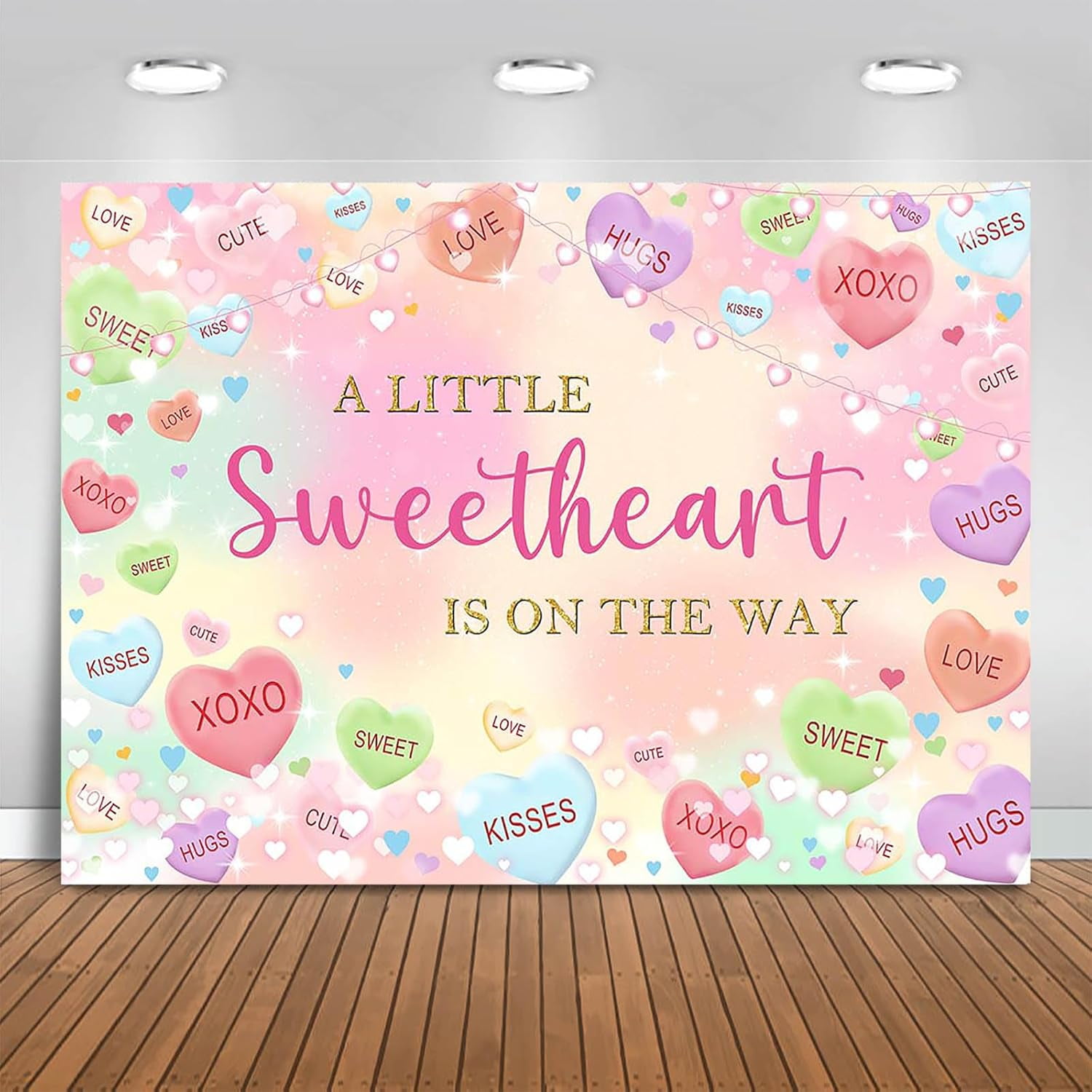 Sweetheart Baby Shower Backdrop Valentine's Day Baby Shower Background ...
