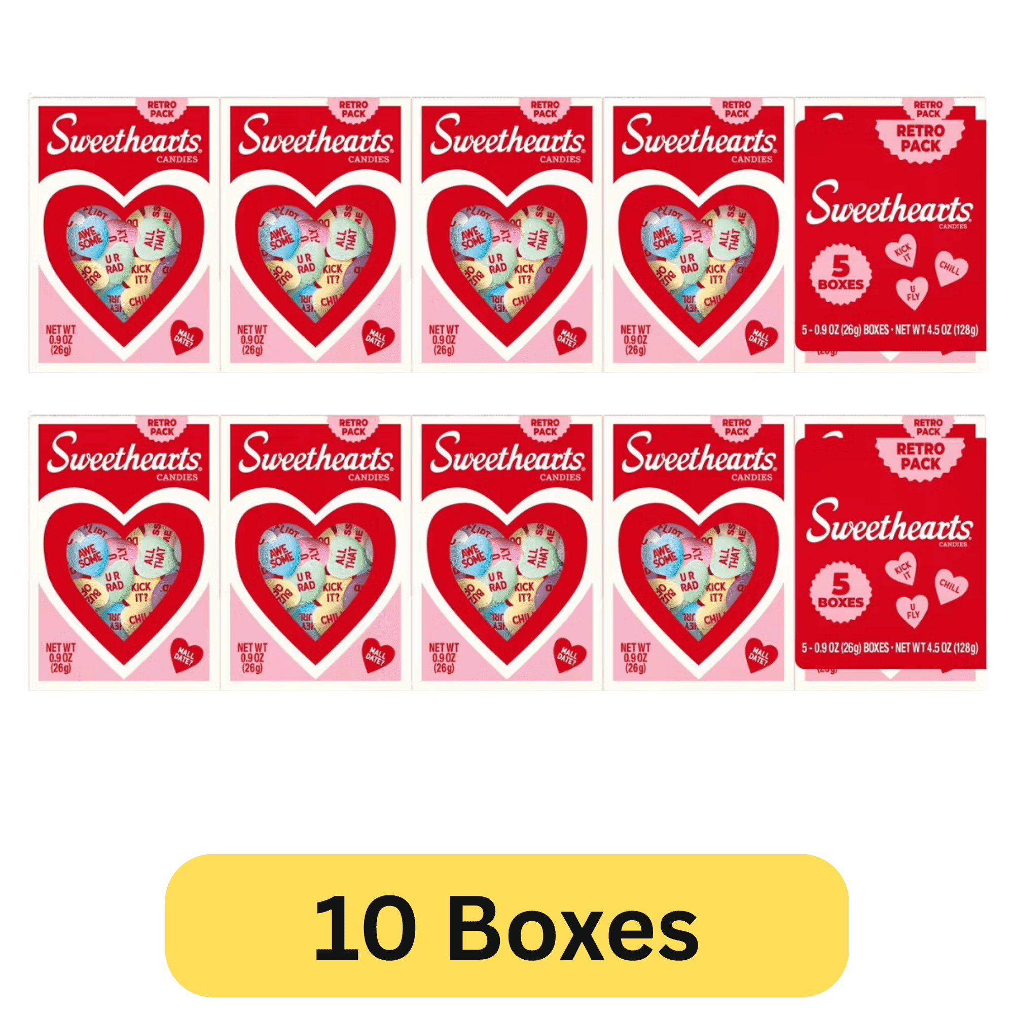 Sweethearts Conversation Hearts Retro Pack, 0.9 oz, Pack of 10 ...