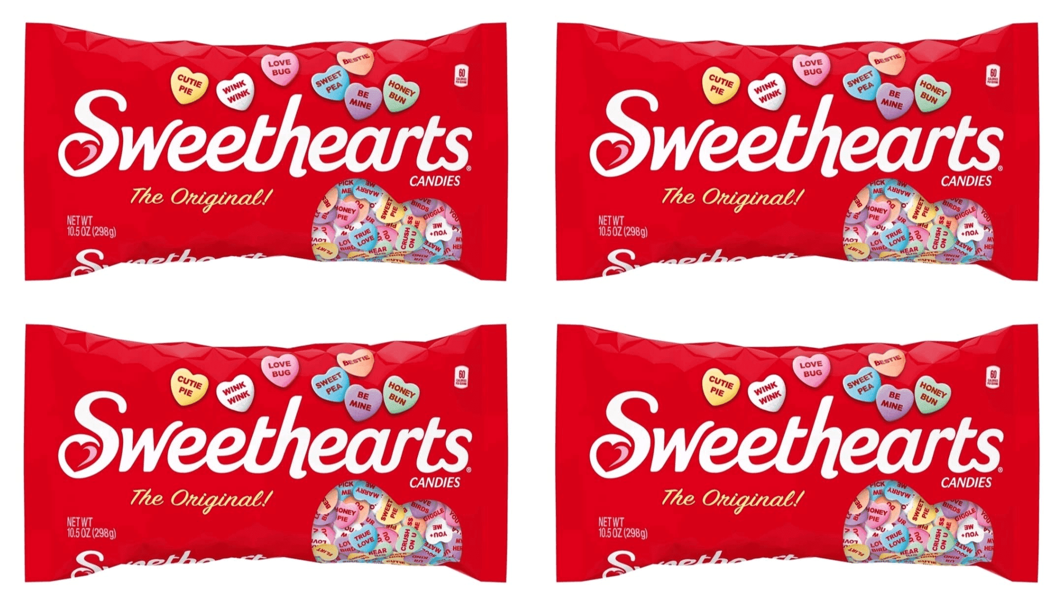 Sweethearts Conversation Hearts Valentine's Day Candy 4 Pack, 10.5 oz ...