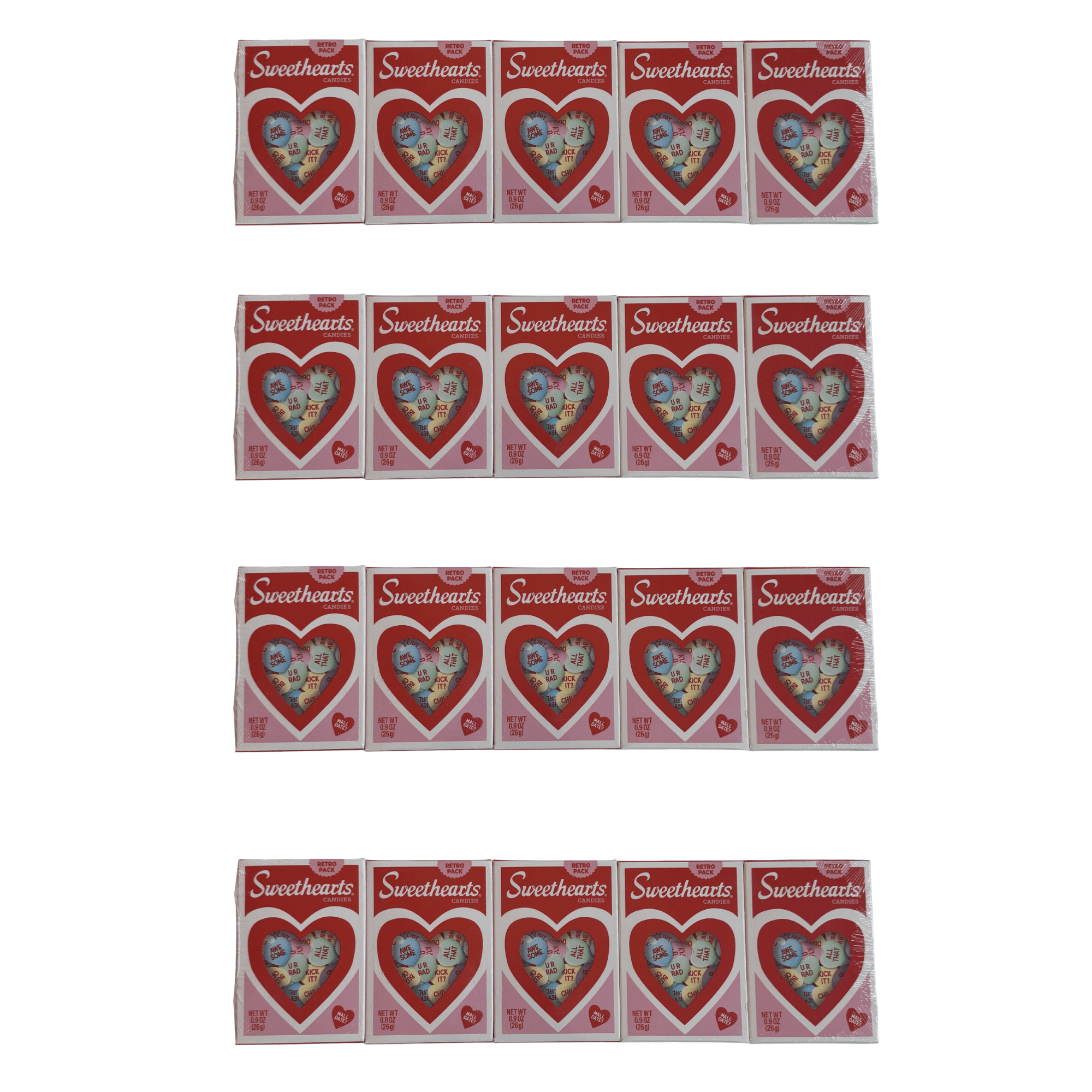 Sweethearts Conversation Hearts Valentines Candy, 20 Boxes, 0.9 oz Each ...