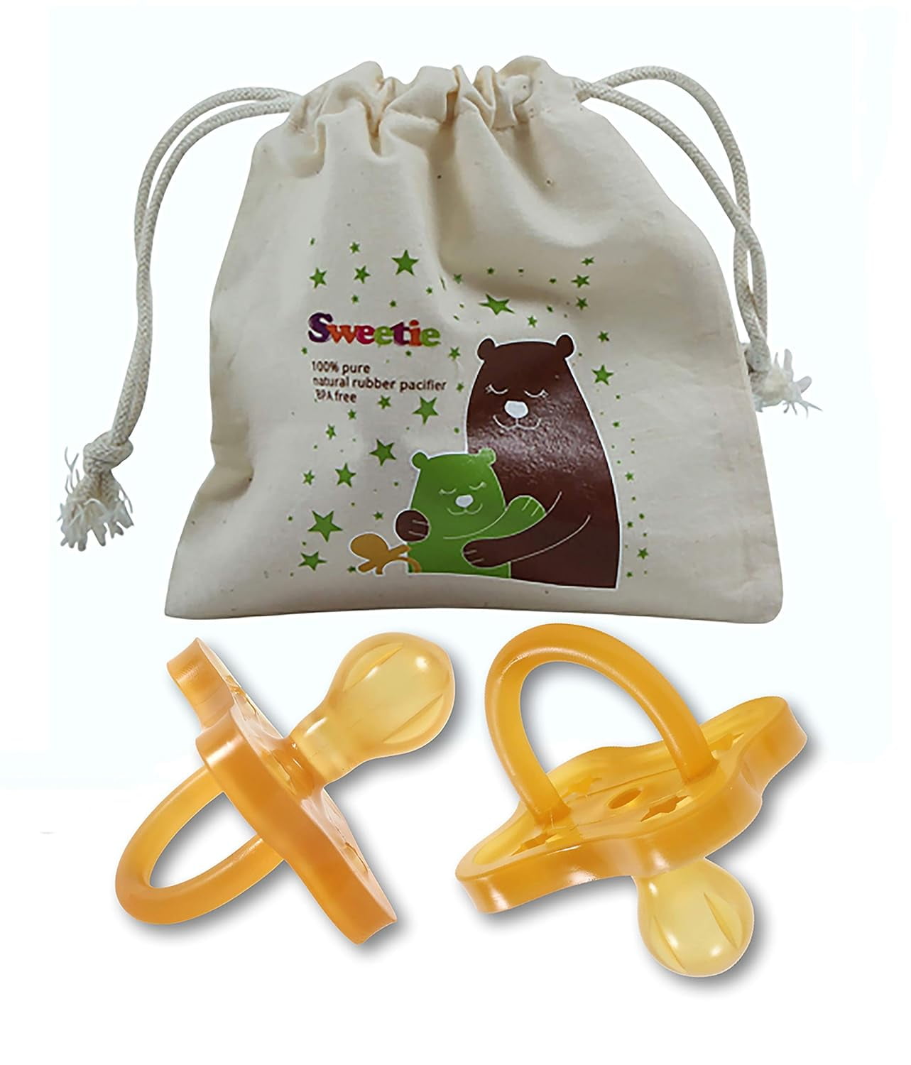 Sweetie Rubber Pacifier STAR SHAPE RUBBER Natural Rubber with Rounded ...