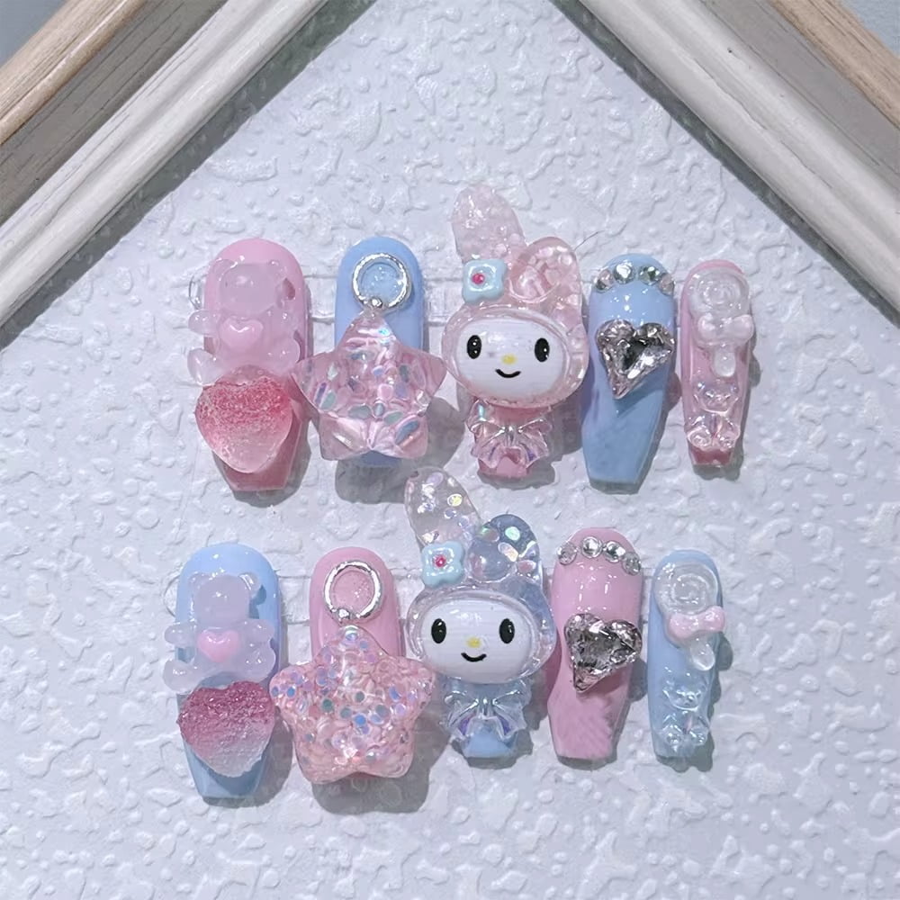 Sweetie Style Hello Kitty Nail Enhancement Wearing Fake Nail Patches ...