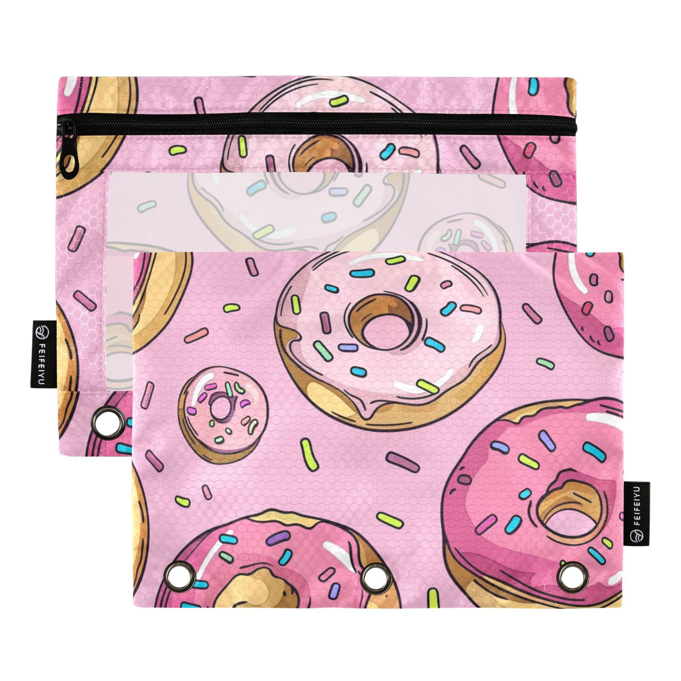 Sweetmeats Cartoon Donuts Binder Pouches Zipper Pocket Document Storage ...