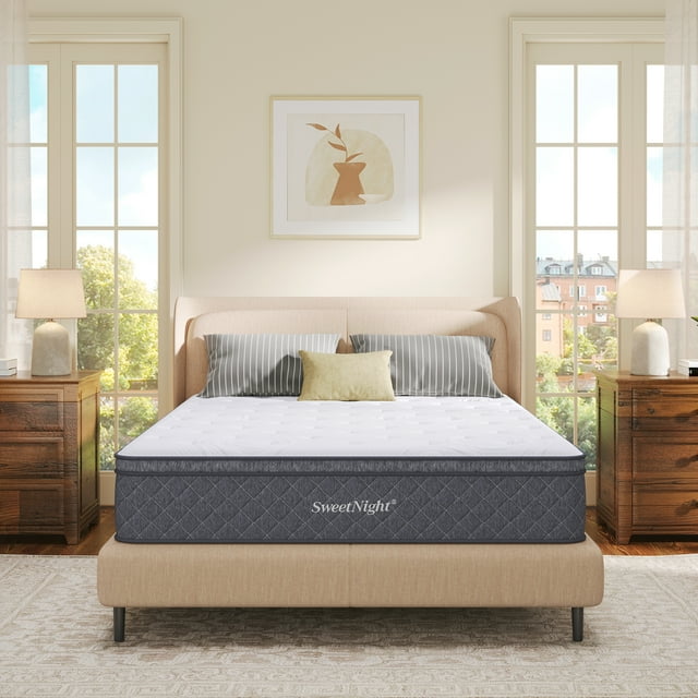 Sweetnight 12" Memory Foam Pocketed Spring Hybrid Mattress, Queen Size ...