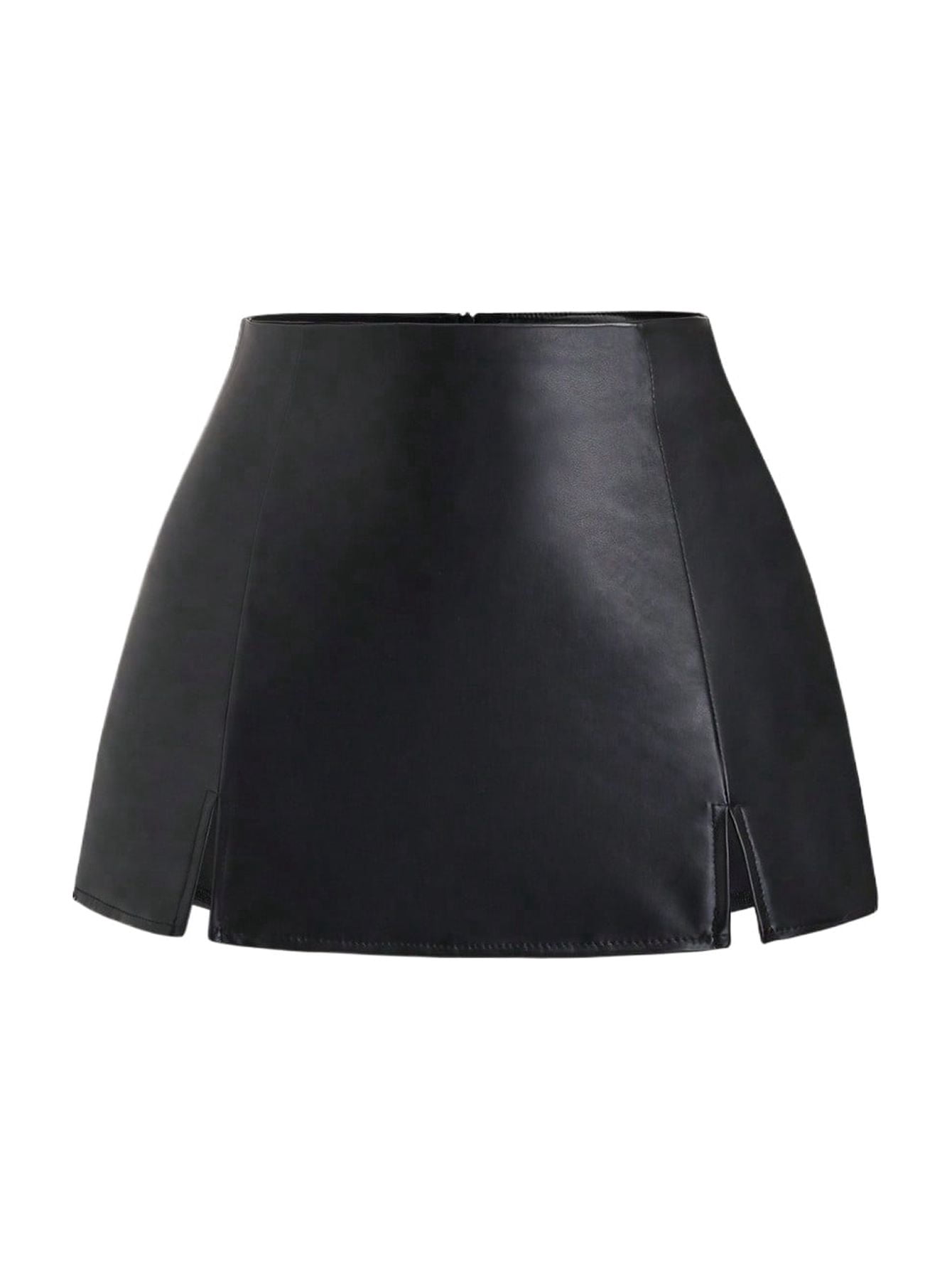 Sweetra Spring/Summer Sexy Low Waist Elegant PU Leather Split Mini ...