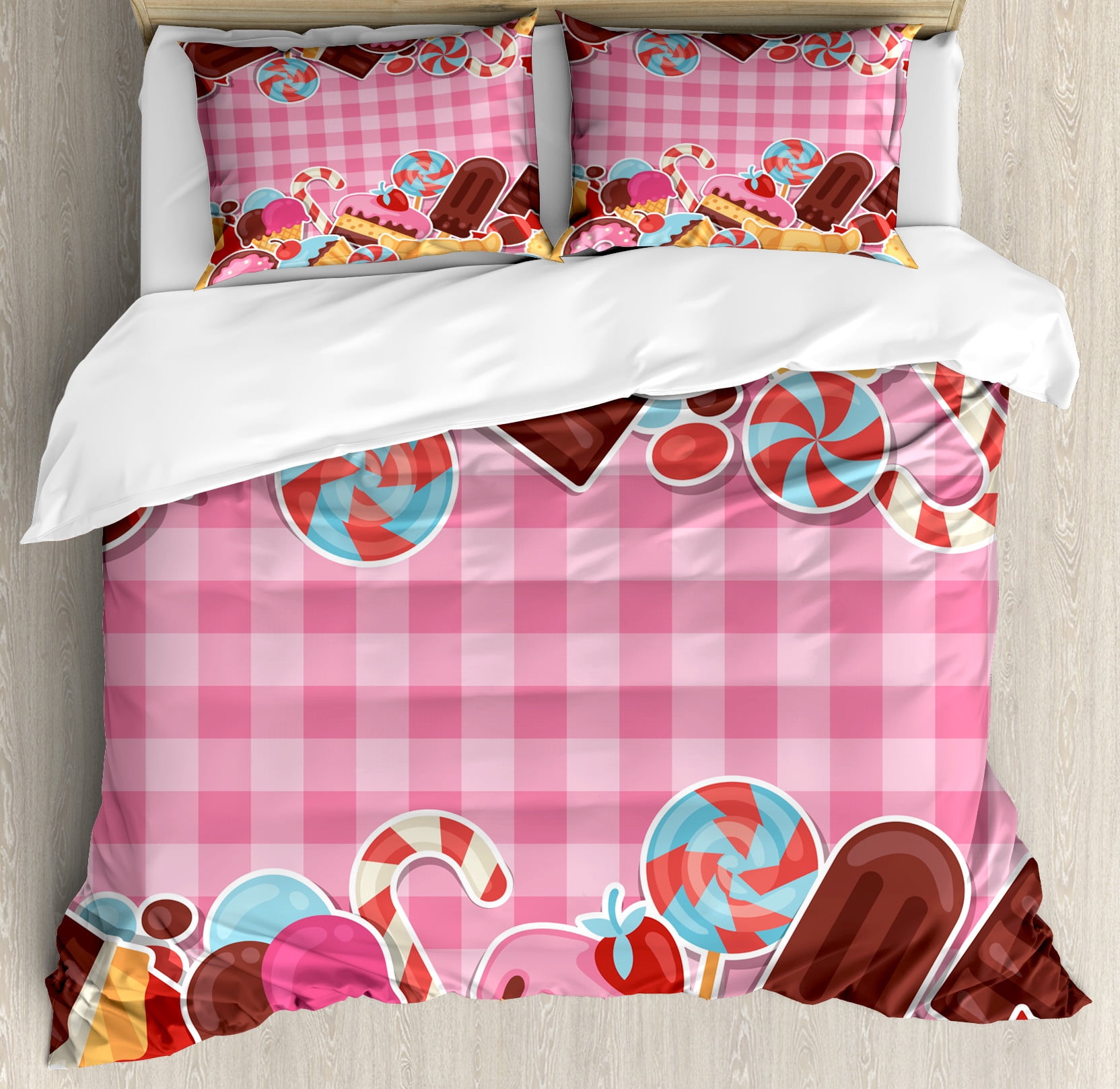 Sweets Duvet Cover Set, Candy Cookie Sugar Lollipop Cake Ice Cream ...