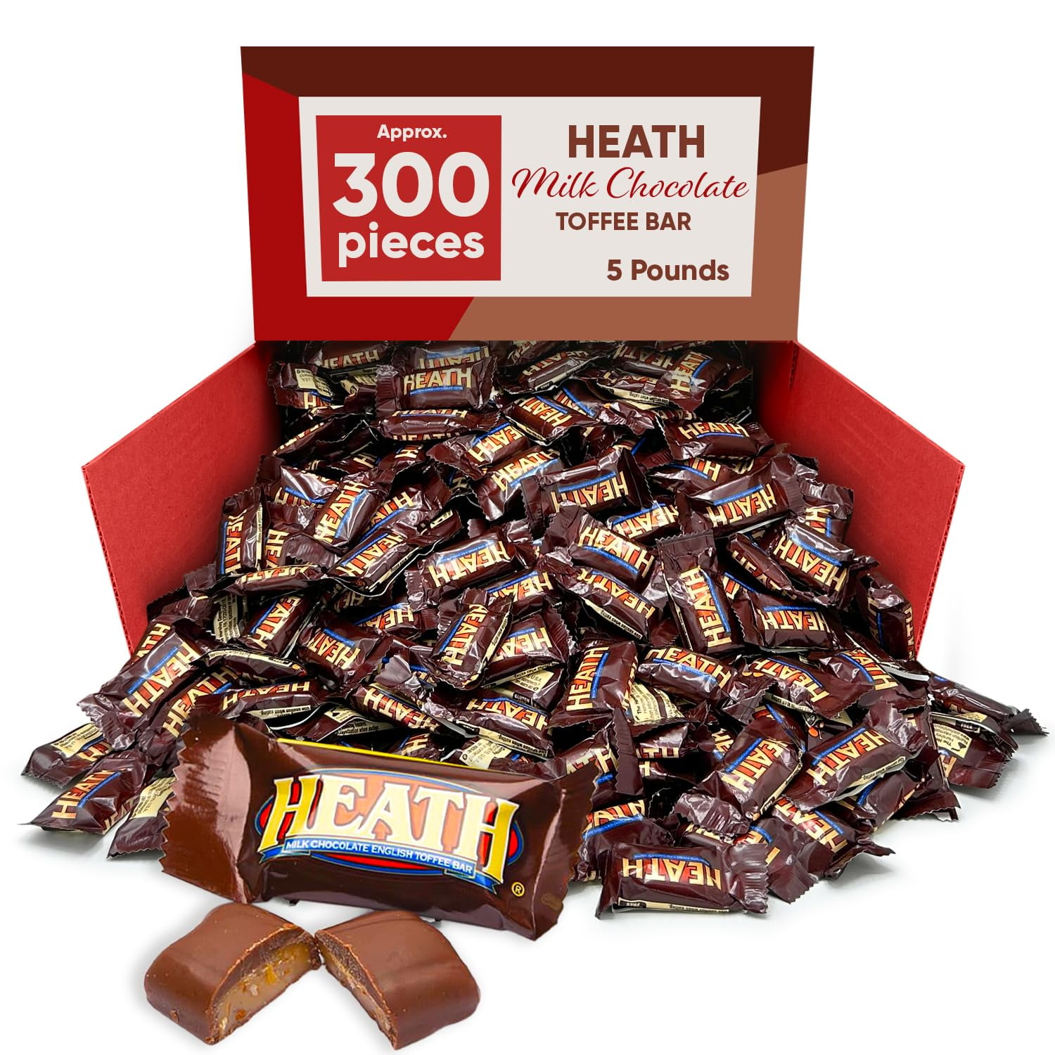 Sweets Heath Toffe Bar Miniatures - 5 Pounds approx 300 mini Candy Bars - Smooth and Crunchy ...