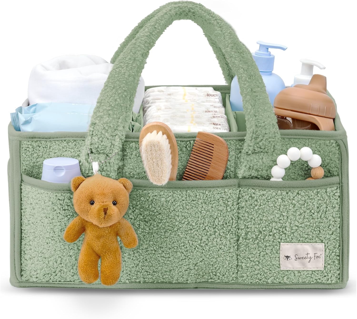 Sweety Fox Baby Diaper Caddy Organizer with Handle - Portable Soft ...