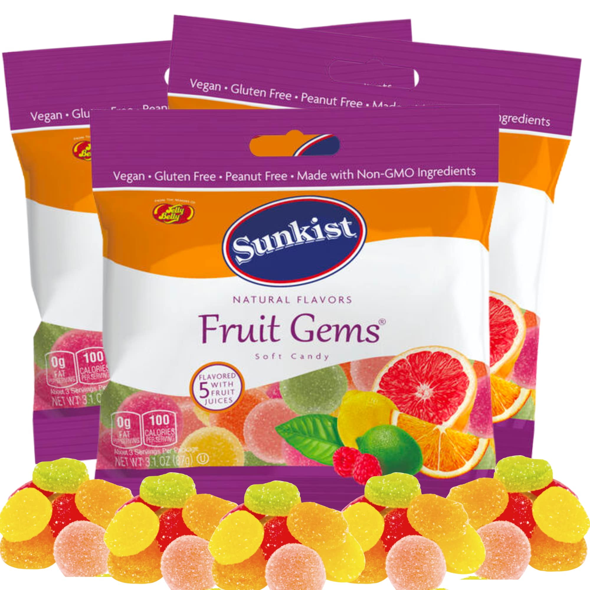 Sweetzo Sunkist Fruit Gems, MSF2 Fruity Pectin Flavored Chewy Candies ...