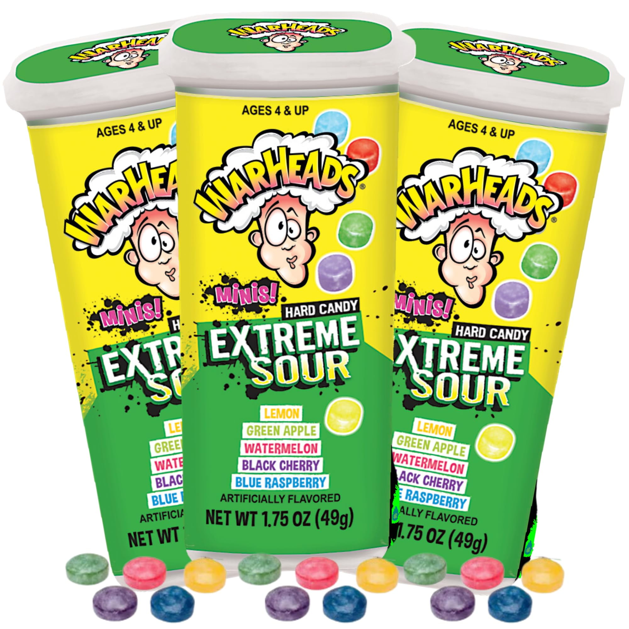 Sweetzo Warheads Minis Extreme BCF26 Sour Hard Candies, Assorted Fruit Flavors, 1.75 Ounces ...