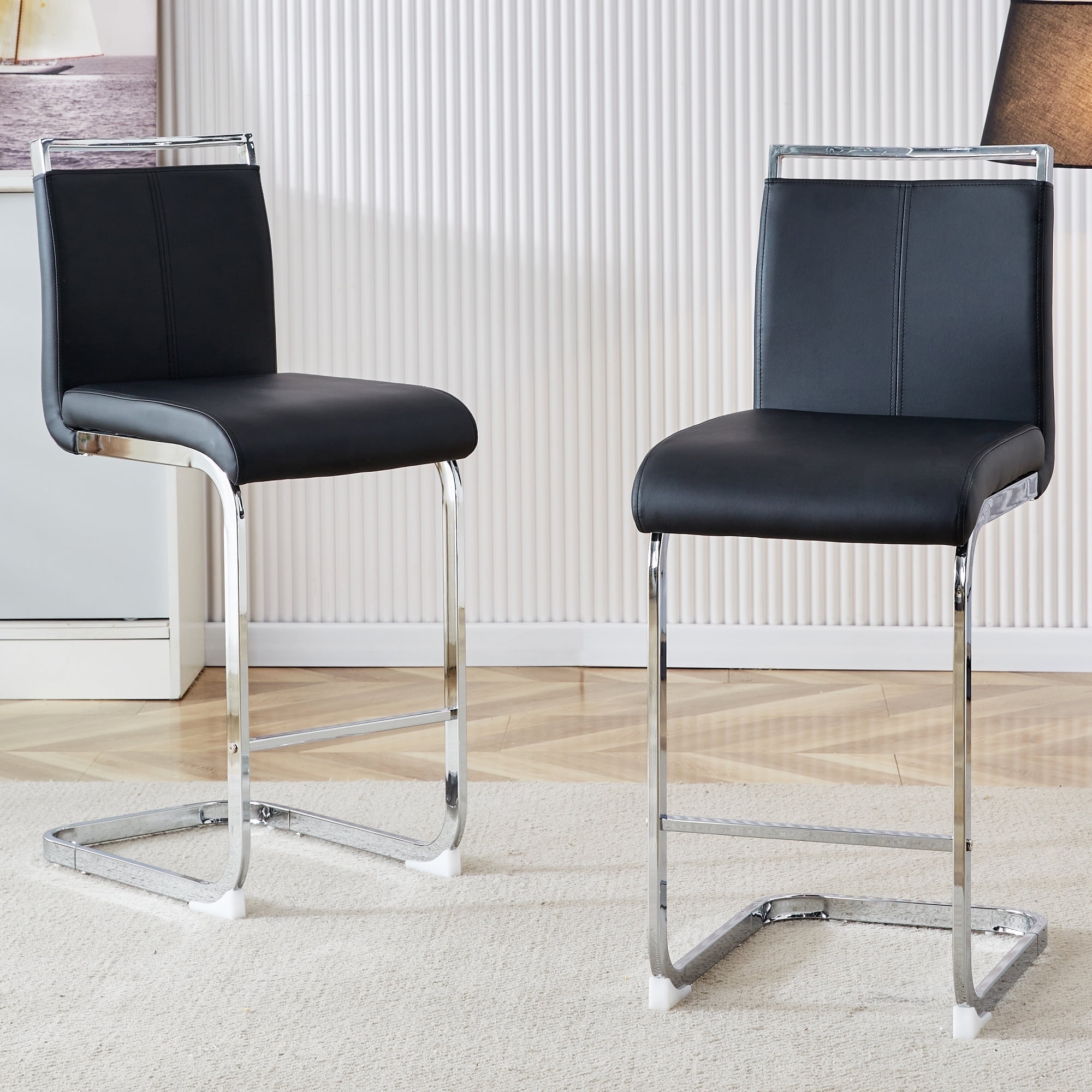 Sweiko 25in Home Bar Stools Set for 2 Counter Height Bar Stool with PU ...