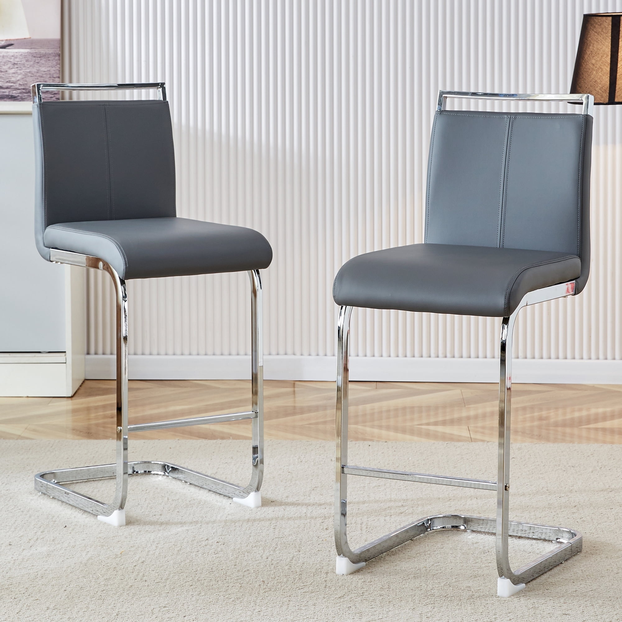 Sweiko 25in Home Bar Stools Set for 2 Counter Height Bar Stool with PU ...