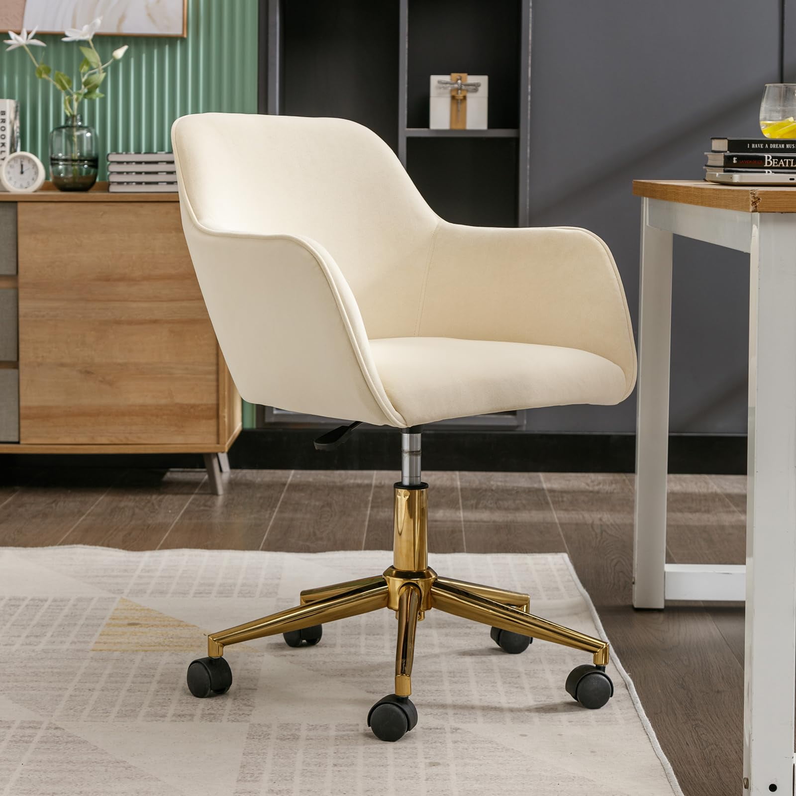 Sweiko Desk Chair with Gold Metal Frame Office Desk Chair with ...