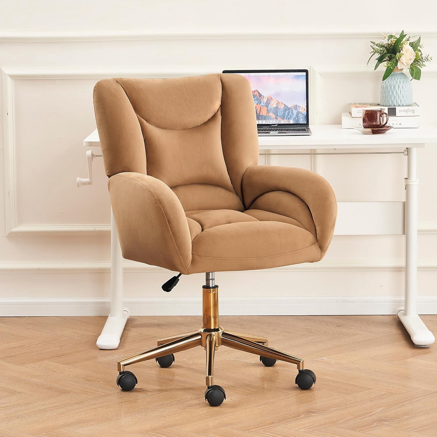 Sweiko Velvet Desk Chair with Metal Frame Velvet Office Chair with ...