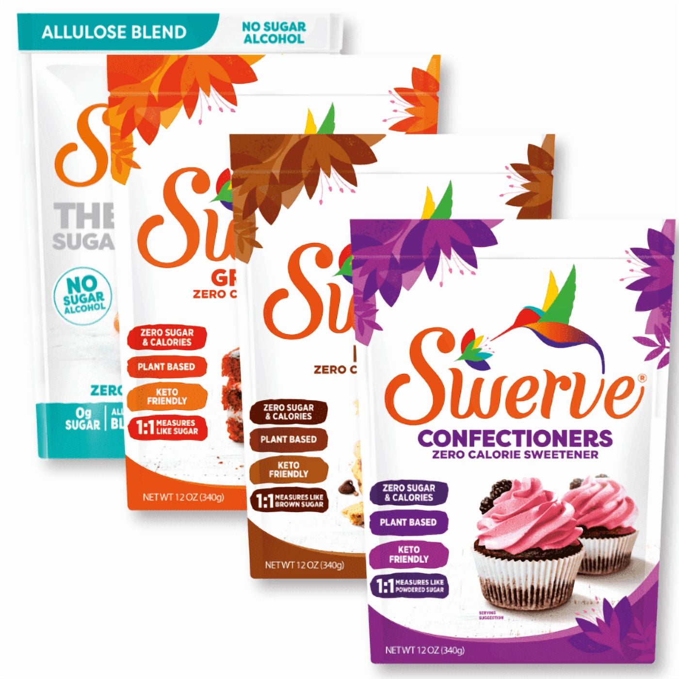 Swerve Granular Allulose, Brown, and Confectioners Bundle, Sugar ...