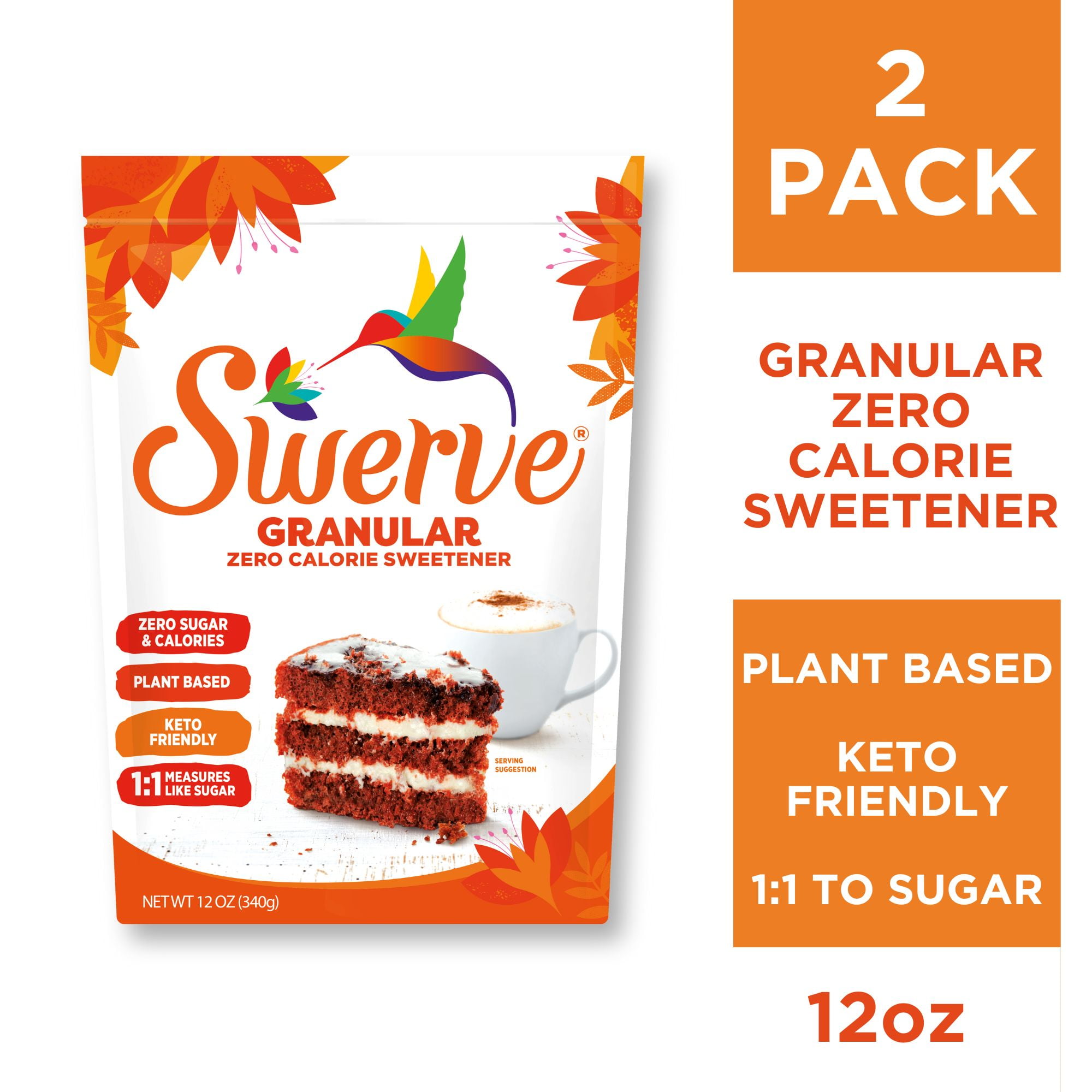 Swerve Granular Sugar Replacement Sweetener, Sugar Substitute, Zero ...