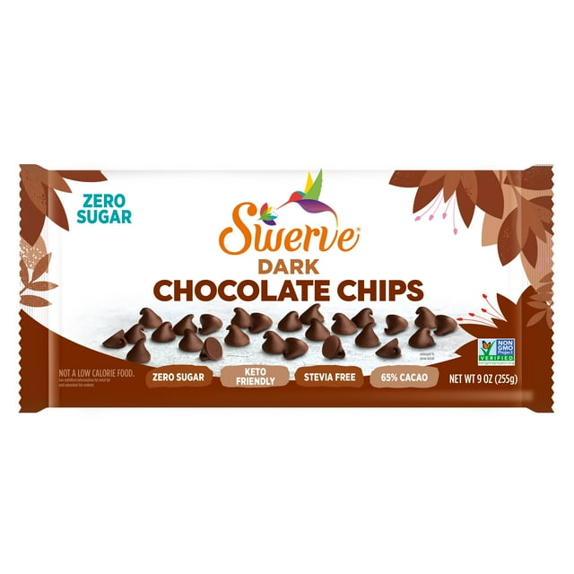 Swerve Keto Friendly Sugar Free Baking Dark Chocolate Chips, Zero Sugar ...