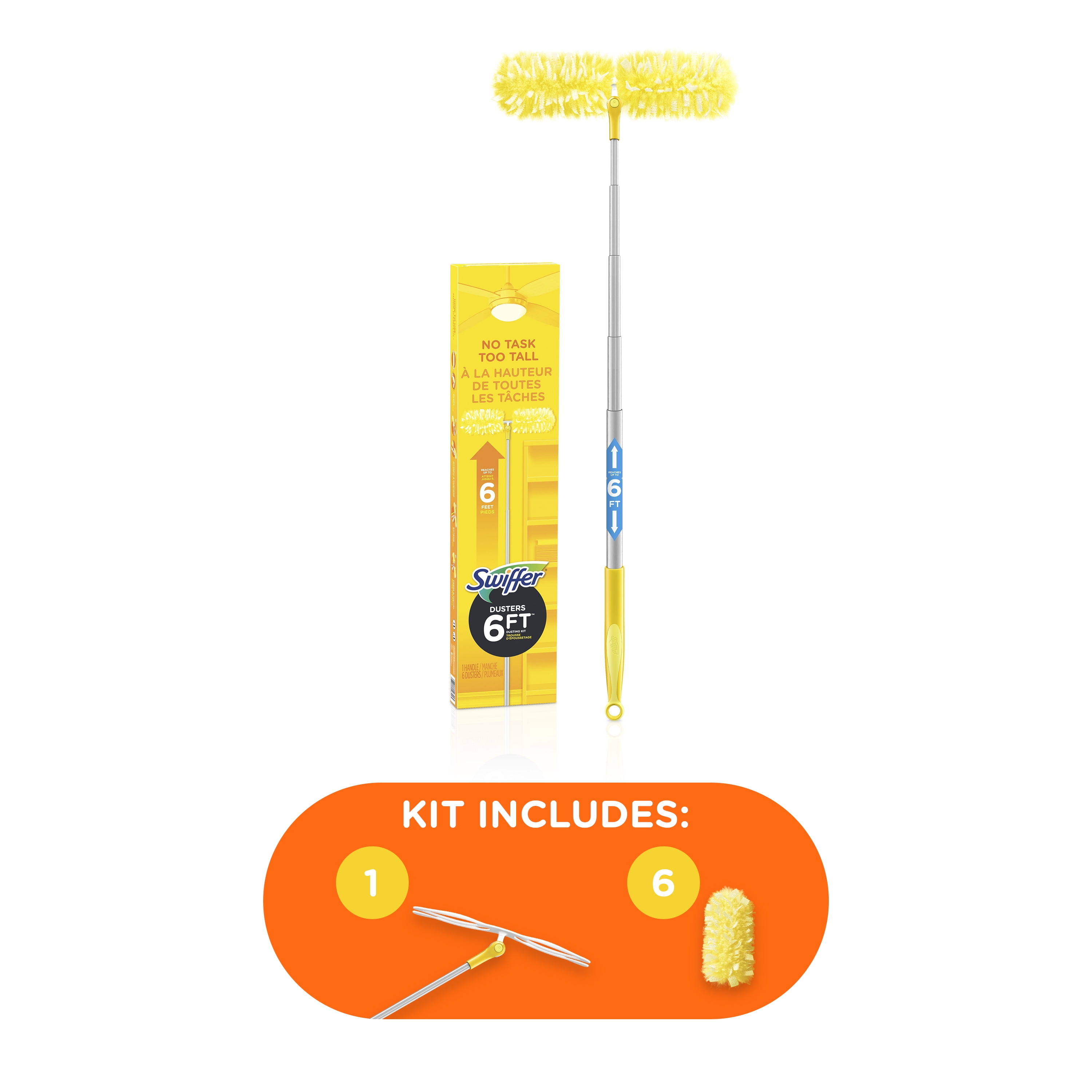 Swiffer Duster Super Extender Handle Starter Kit (1 Handle, 6 Refills ...