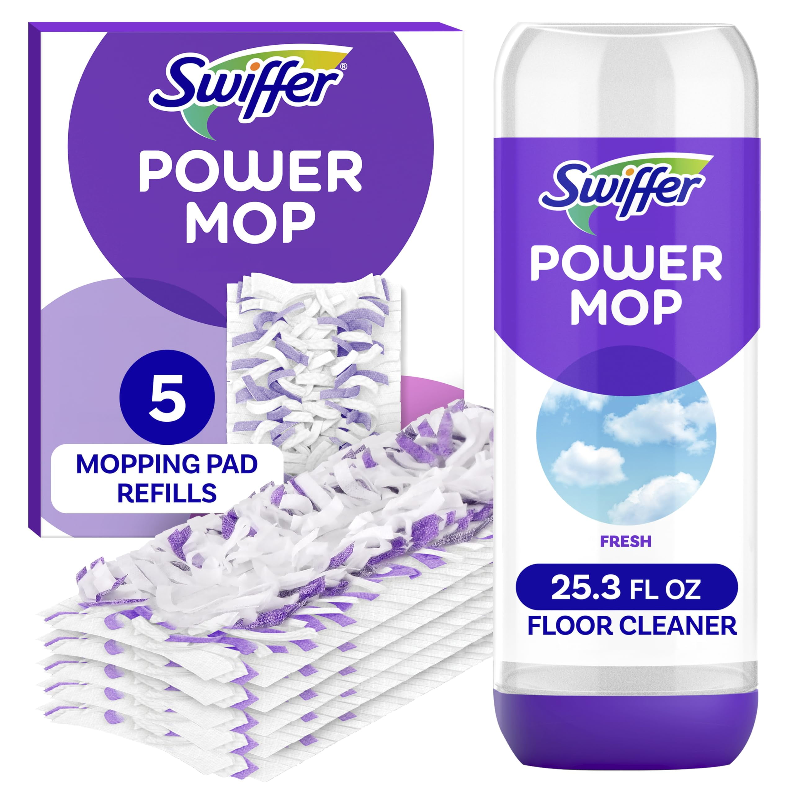 Swiffer Power Mop Refill Pack, Floor Cleaner for Mopping Tile, Vinyl ...