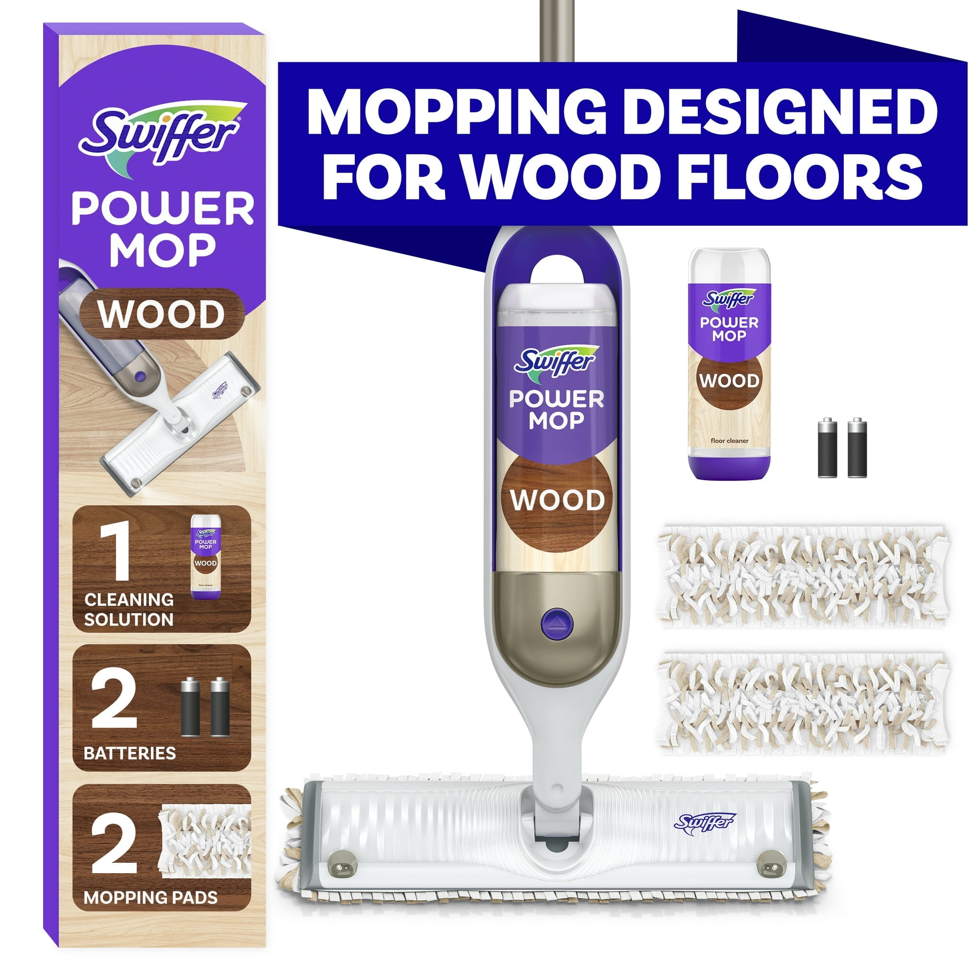 Swiffer Power Mop Wood Mop Kit for Floor Cleaning, Lemon Scent (4 Pack ...