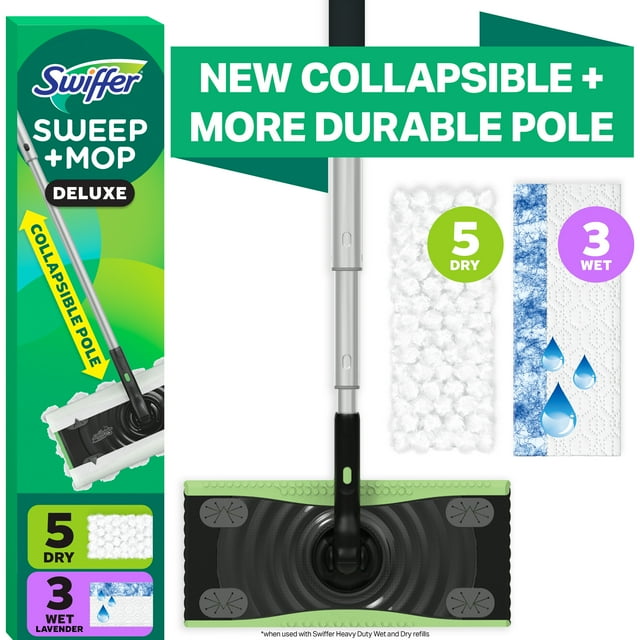 Swiffer Sweep and Mop Deluxe, 2-in-1 Mopping and Sweeping Kit, Multi ...