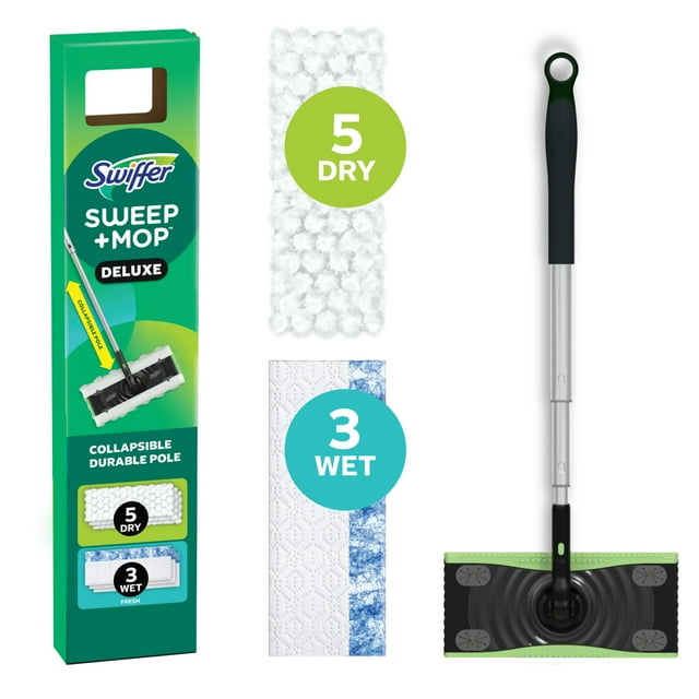 Swiffer Sweep and Mop Deluxe, 2-in-1 Floor Mopping and Sweeping Kit, 1 ...