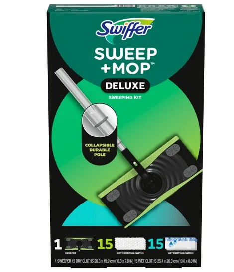 Swiffer Sweep + Mop Deluxe Sweeping Kit, 1 Sweeper + 30 Refills ...