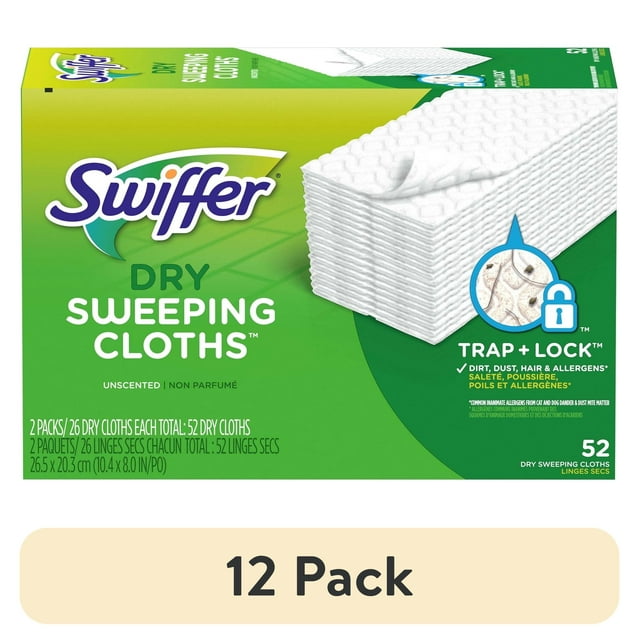 (12 pack) Swiffer Sweep + Mop, Dry Pads Refill, Floor Cleaner, Cleaning ...