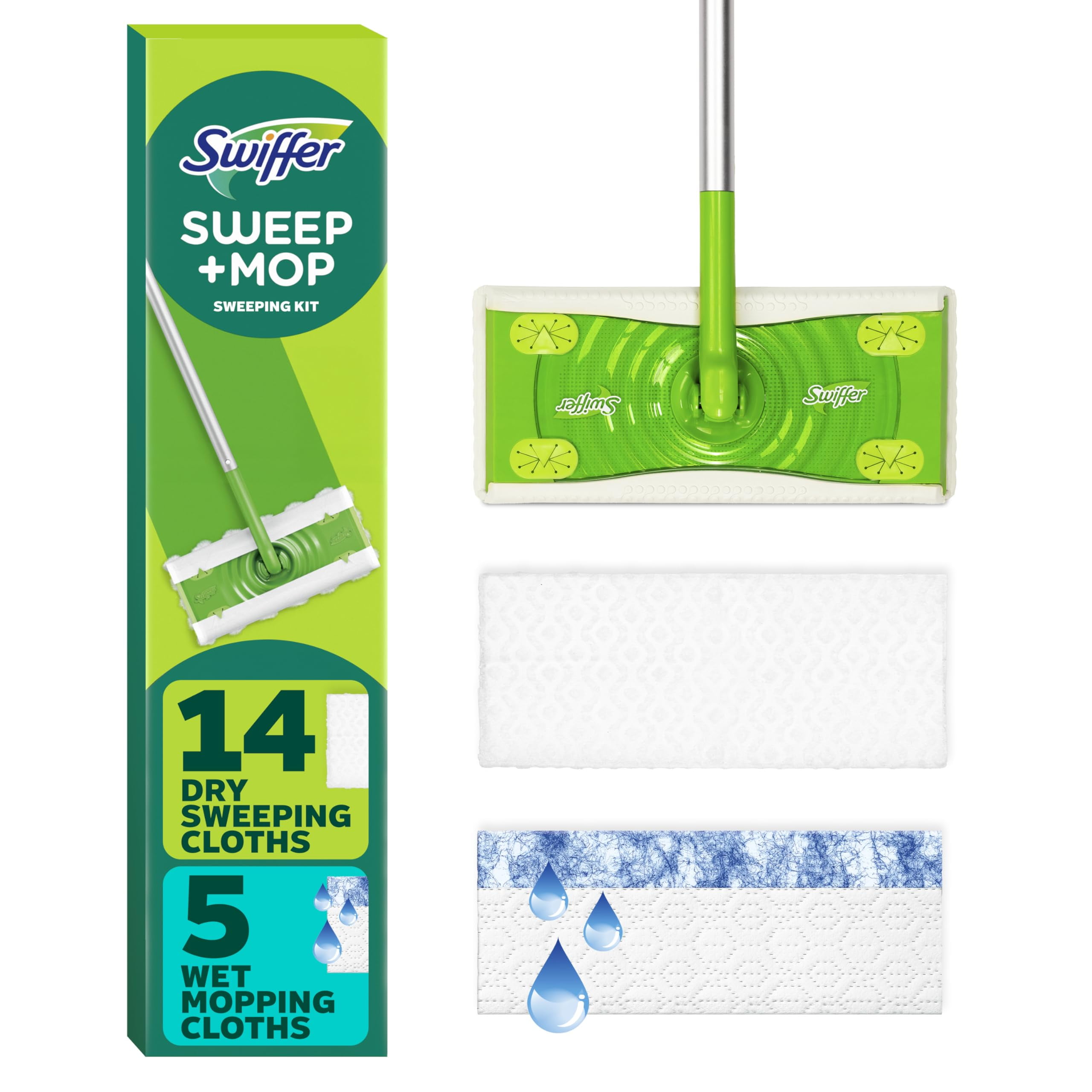 Swiffer Sweeper 2-in-1 Dry SBF3 + Wet Floor Mopping and Sweeping Kit, Multi-Surface Kit for ...