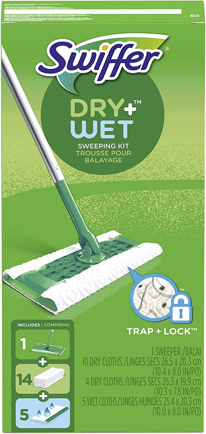 Swiffer Sweeper Dry + Wet Multi-Surface Floor Mop and Cleaning Starter ...
