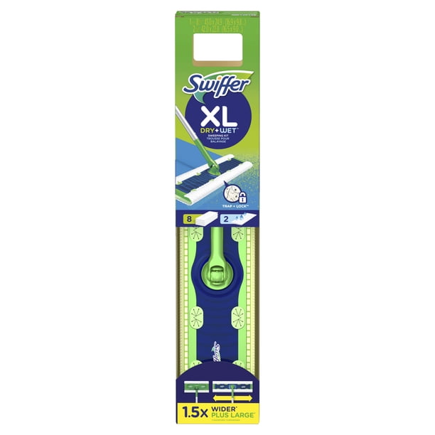 Swiffer Sweeper Dry + Wet XL Sweeping Kit (1 Sweeper, 8 Dry Cloths, 2 ...
