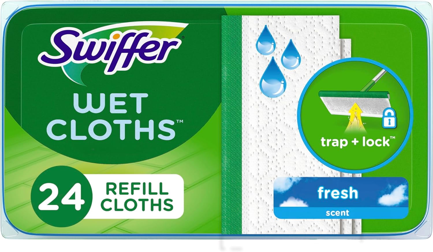 Swiffer Sweeper Wet Mopping Cloths, Open-Window Fresh Scent, 24 Count ...