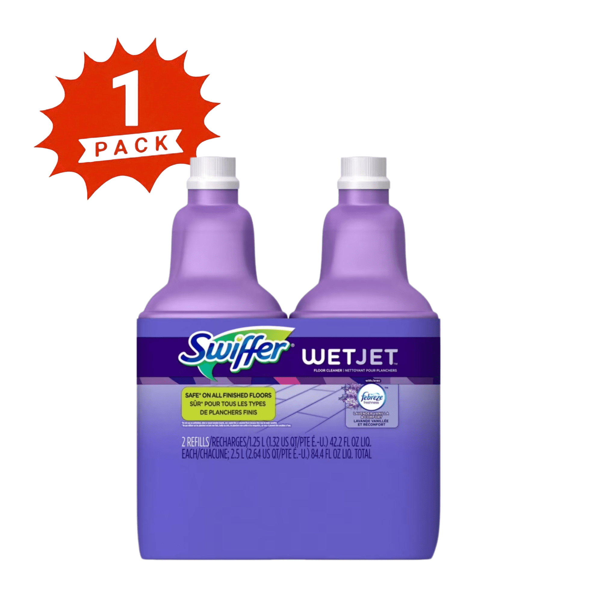 Swiffer WetJet Antibacterial Floor Cleaner Refill 42.2 fl oz ,(1-Pack ...