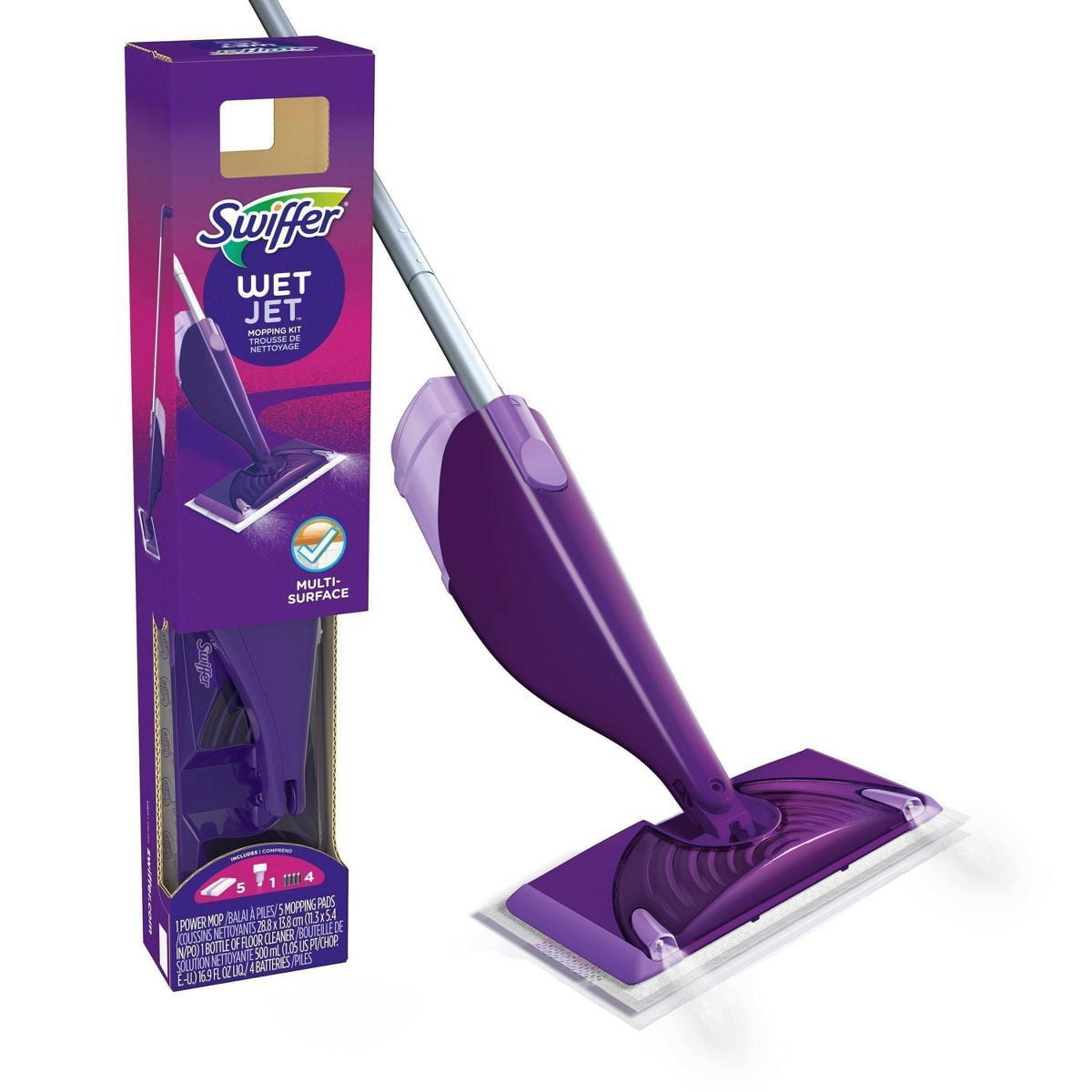 Swiffer WetJet Floor Mop Starter Kit (1 Spray Mop, 5 Mopping Pads, 1 ...
