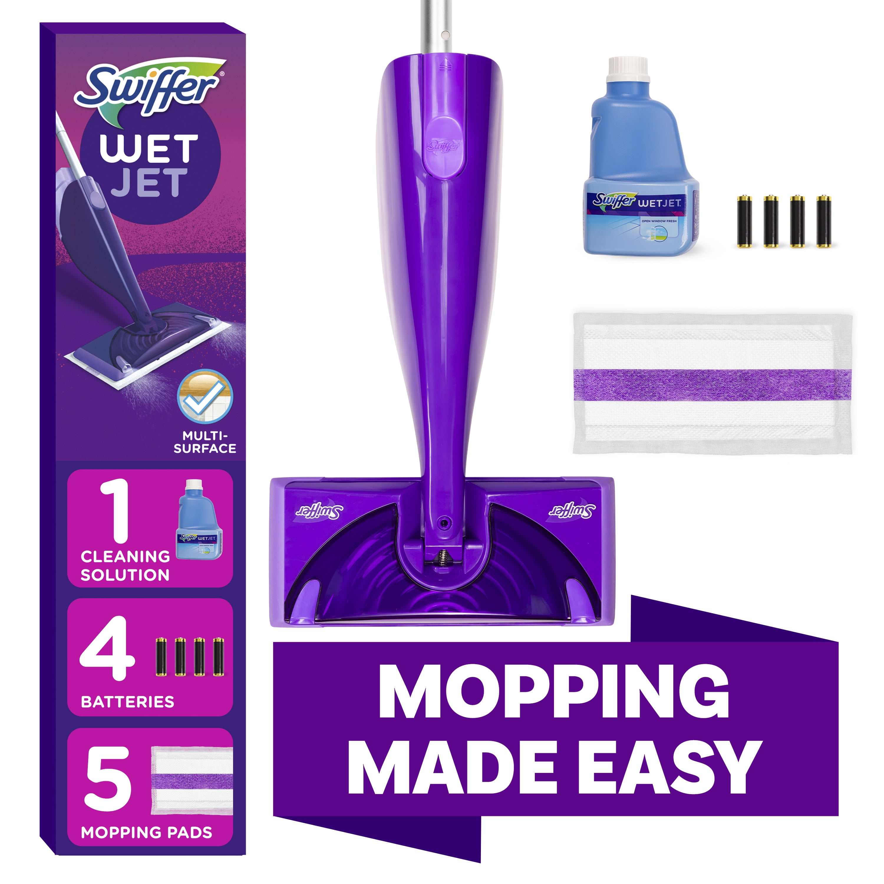 Swiffer WetJet Wood Starter Kit (1 Mop, 5 Pads, 1 Cleaning Solution) - Walmart Business Supplies
