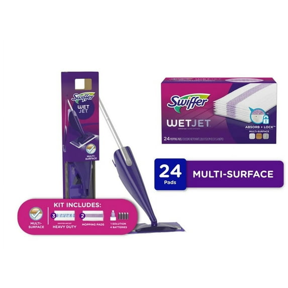 Swiffer WetJet Mop Starter Kit & Swiffer WetJet Multi Surface Mopping ...